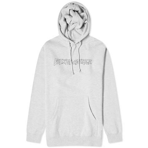 Fucking Awesome Mens Outline Stamp Logo Hoodie In Heather Grey Fucking