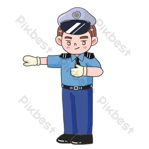 ภาพการ์ตูนน่ารักความปลอดภัยการจราจรตำรวจจราจรกำกับองค์ประกอบตัวละครที่วาดด้วยมือจราจร เทมเพลต