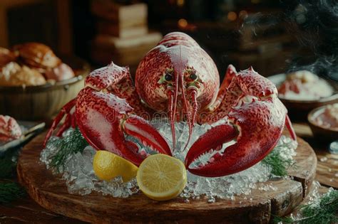 A Complete Lobster With An Assortment Of Seafood Including Crabs