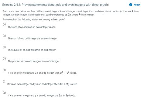 Solved Exercise 241 Proving Statements About Odd And Even