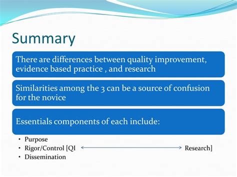 Difference Between Qi Ebp And Research Pptx Medical Health