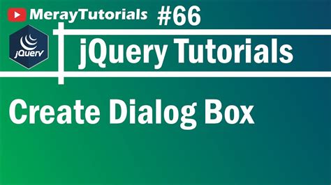 Jquery 66 Create Dialog Box With Jquery Youtube