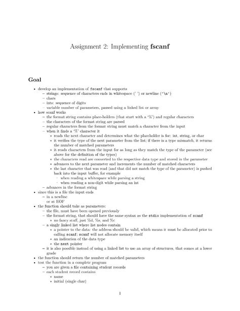 Solved Assignment 2 Implementing Fscanf Goal Returns •