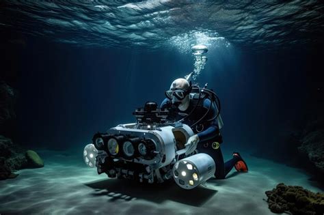 Premium Ai Image Person Programming Robot For Dangerous Underwater