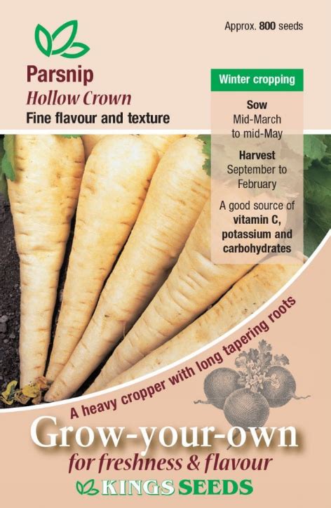 Kings Seeds Parsnip Hollow Crown 800 Seeds Justseed