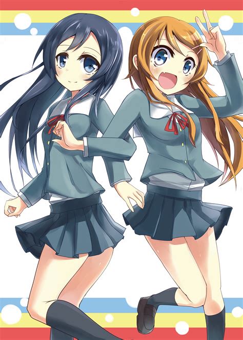 Safebooru 2girls Aragaki Ayase Black Hair Blue Eyes Brown Hair Fang
