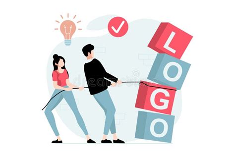 Branding Team Concept With People Scene In Flat Design Stock Vector