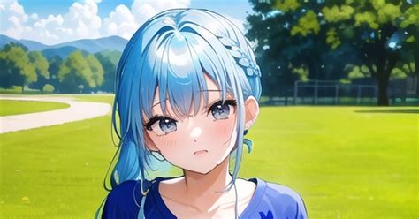 Pixivsakurafestival2024 青髪娘の公園日光浴（不健全前） 日向あすかのイラスト Pixiv