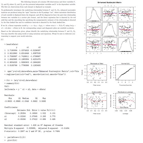 Solved Enhanced Scatterplot Matrix 54 The Following Datasets