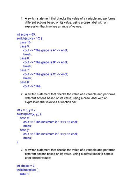 Math Functions C Practice Materials A Switch Statement That