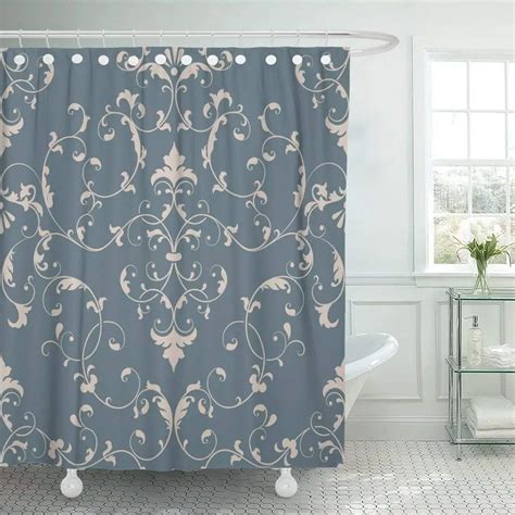 Shower Curtain Brown Royal Damask Elegant Luxury For And Vintage Floral
