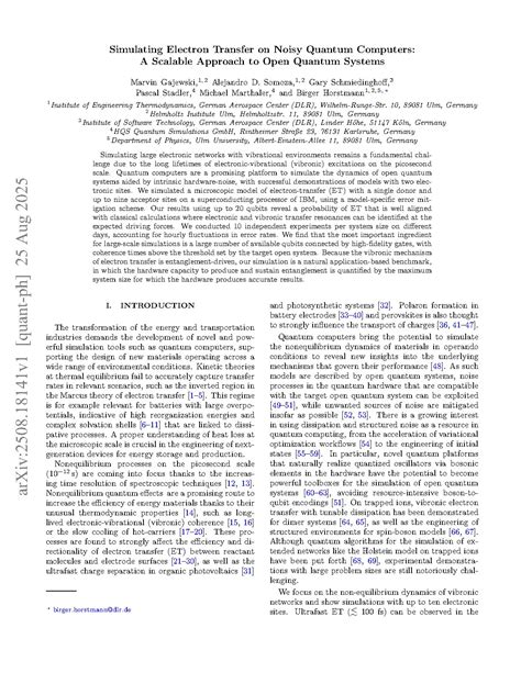 paper simulating electron transfer on noisy quantum computers a scalable approach to open