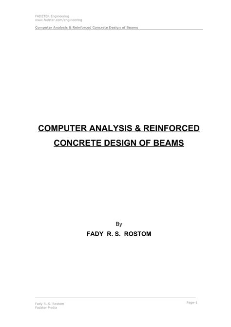 Computer Analysis And Reinforced Concrete Design Of Beams Docest