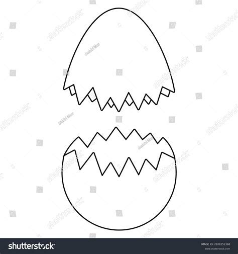 Cracked Eggshell Sketch Two Shells Chicken Stock Vector Royalty Free