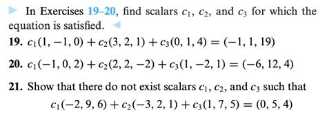 solved in exercises 19 20 find scalars c1 c2 and c3 for