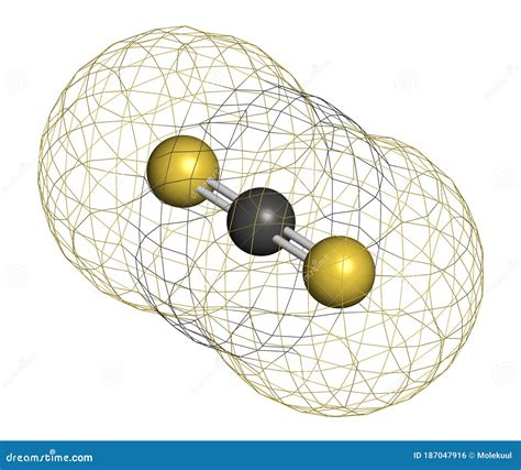 Carbon Disulfide Molecule Structural Chemical Formula Ball And Stick Model Isolated Image