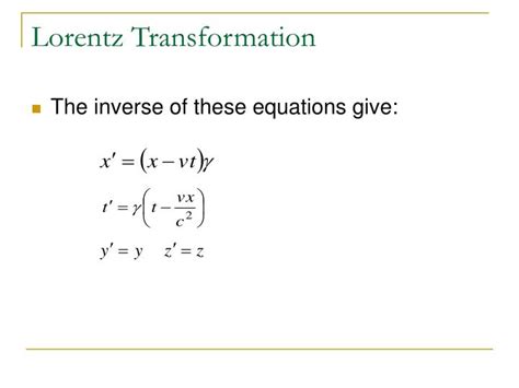 Ppt Lorentz Transformation Powerpoint Presentation Id 3029168