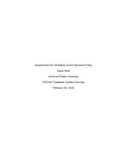 Assignment Five Modifying Oracle Password Policy Docx Assignment