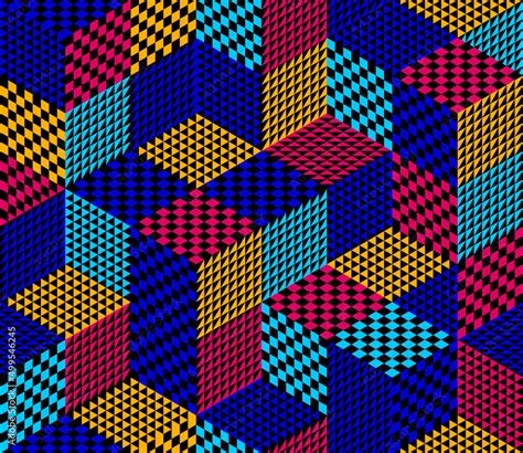 Geometric 3d Seamless Pattern With Cubes Rhombus And Triangles Boxes