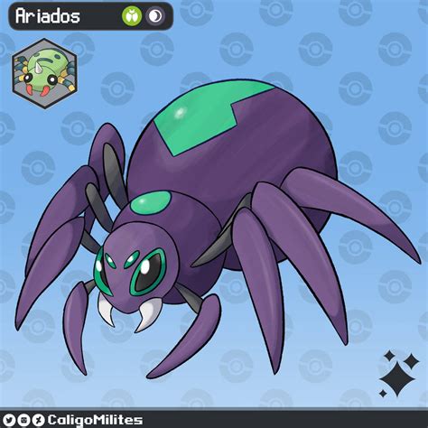 Dark Type Ariados Pokemon Fakemon By Caligomilites On Deviantart
