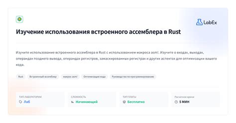 Изучение использования встроенного ассемблера в rust labex