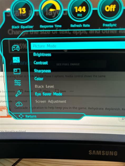 Screen Adjustment Setting Greyed Out R Monitors