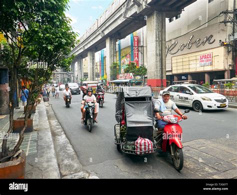 Manila Philippines Traffic At Recto Avenue Below The Light Rail