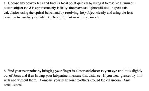 Solved A Choose Any Convex Lens And Find Its Focal Point Chegg Com