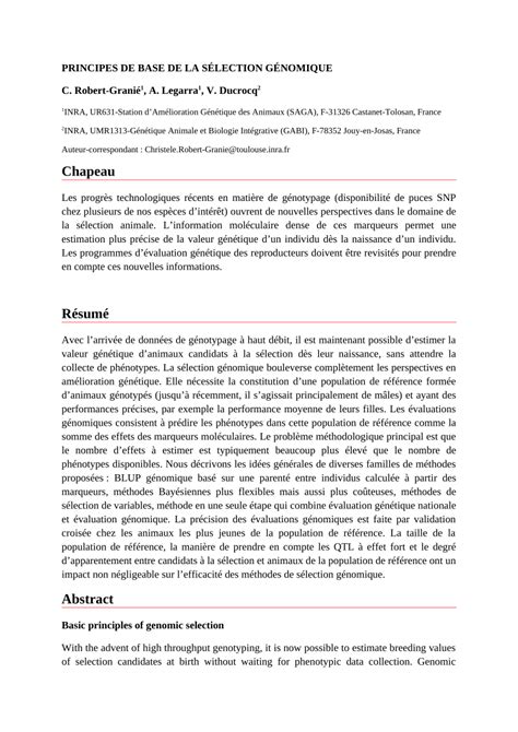 PDF Basic Principles Of Genomic Selection