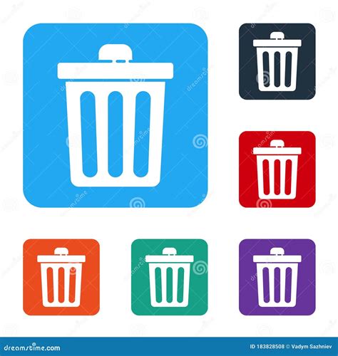 White Trash Can Icon Isolated On White Background Garbage Bin Sign
