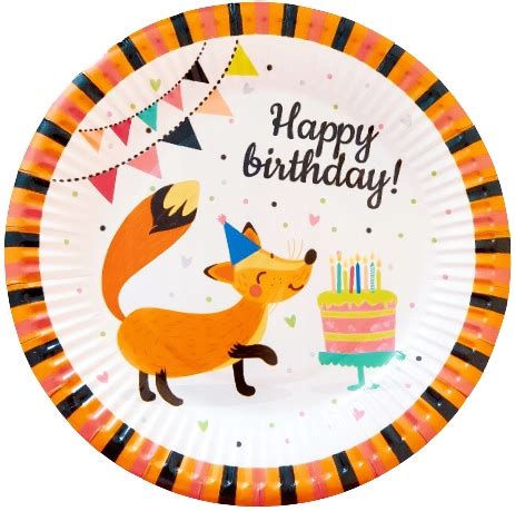 Talerze Papierowe Napis Happy Birthday Lis 18 Cm 13591494064 Allegro Pl