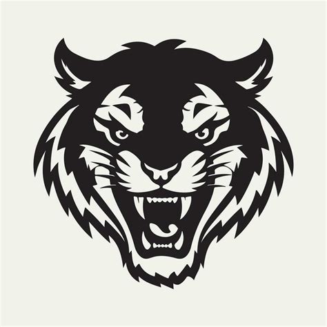 Black And White Tiger Face Drawings On A White Background 31625057