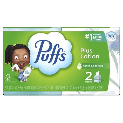 Puffs Plus Lotion Facial Tissue 2 Mega Cube 72 Tissues Per Box