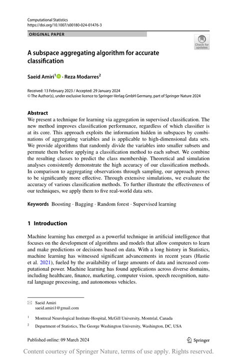 a subspace aggregating algorithm for accurate classification