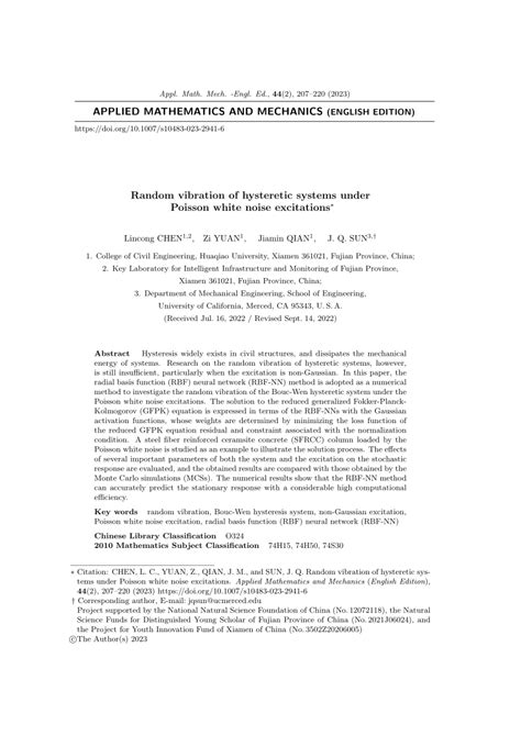 Pdf Random Vibration Of Hysteretic Systems Under Poisson White Noise