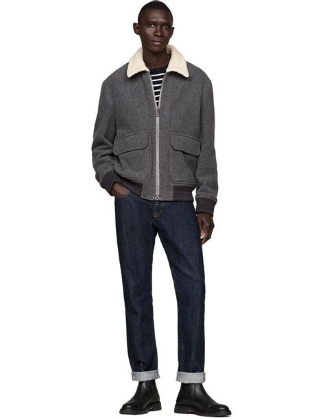 Tommy Hilfiger Smart Casual Wool Rich Flight Jacket In Grey Myer