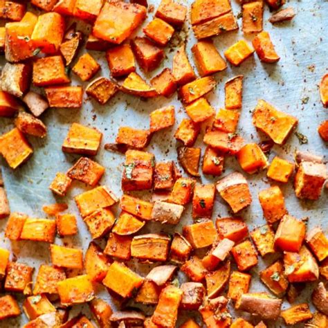 Oil Free Roasted Sweet Potato Cubes With Cumin And Chili Powder Very