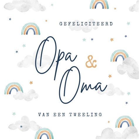 Felicitatiekaart Tweeling Geboorte Opa Oma Kaartje2go