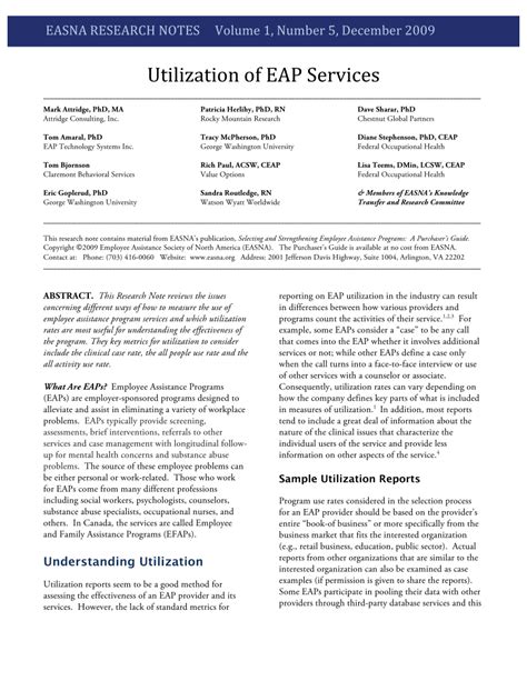 Pdf Utilization Of Eap Services