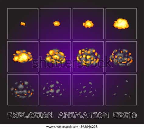 Explosion Animation Explosion Effect Game Burst Stock Vector Royalty Free Shutterstock