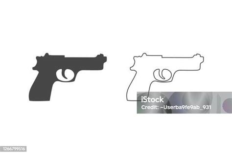 槍線圖示集武器向量軍事裝備插圖徽標範本向量圖形及更多9mm 手槍圖片 9mm 手槍 來福槍 保護 Istock