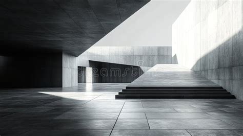 modern concrete architecture with light patterns illuminating the