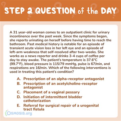 Study Tips Usmle® Step 2 Ck Question Of The Day Urgency Incontinence