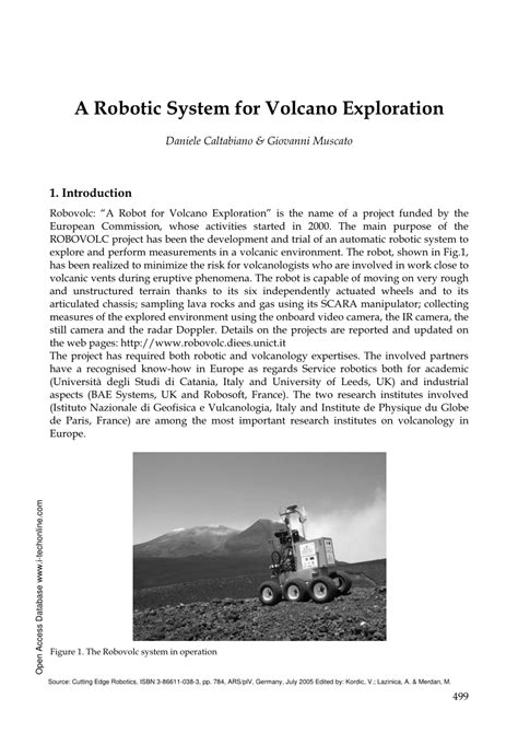 Pdf A Robotic System For Volcano Exploration