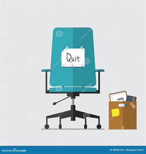 Flat Icon Of Business Chair With Quit Message On Paper And Cardboard