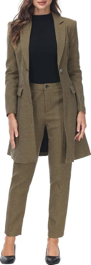 Modful Women Trench Blazer 2 Piece Trouser Suit Business Casual Office