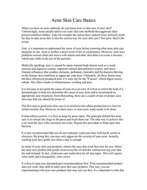 Acne Skin Care Basics Pdf