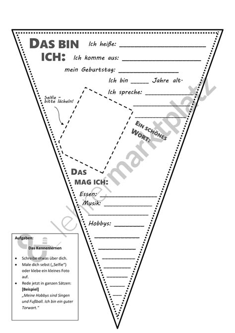 Das bin ich über mich Wimpel Grundschule Sek I DaZ DaF