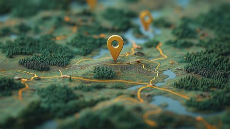 An Interactive Travel Map Custom Routes Markers With Information 3d Models Stock Image