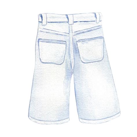 Pantalones Cortos De Jeans Blancos Ilustración Acuarela Aislada Sobre